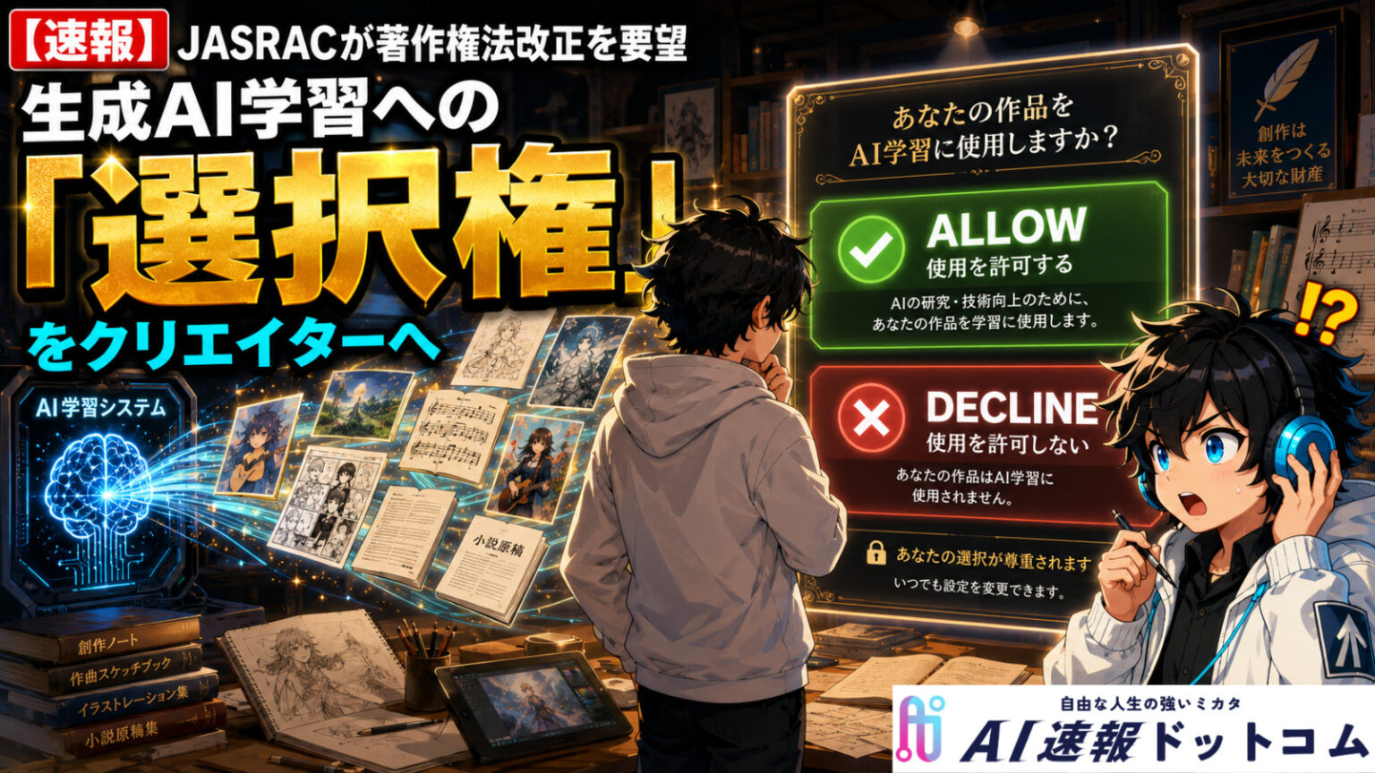 【速報】JASRACが著作権法改正を要望｜生成AI学習への「選択権」をクリエイターへ | AI速報ドットコム